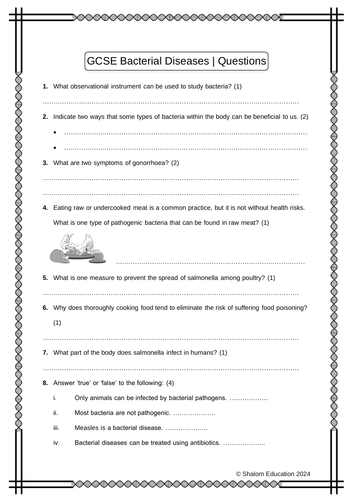 GCSE Biology - Bacterial Diseases Practice Questions | Teaching Resources