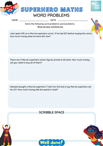 Money Word Problems – Superhero Themed | Teaching Resources