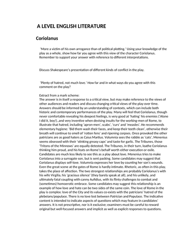 Mock Exam Revision Aid: A LEVEL ENGLISG LITERATURE: a bank of essay ...