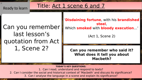 Macbeth Act 1 Scene 6 and 7 | Teaching Resources