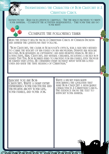 Worksheet Understanding The Character Of Bob Cratchit In A Christmas