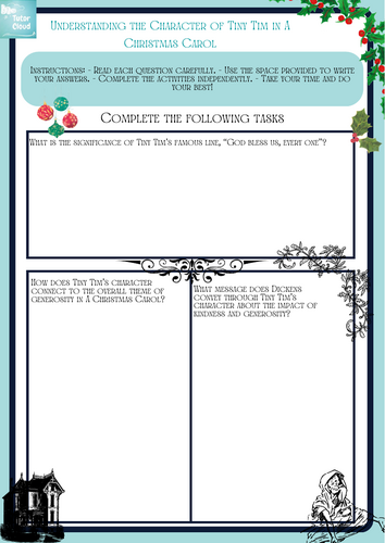 Tiny Tim in A Christmas Carol Charles Dickens | Teaching Resources