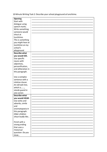 Ten Minute Writing Task - differentiated | Teaching Resources