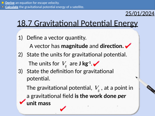 OCR A Level Physics: Gravitational Potential Energy | Teaching Resources