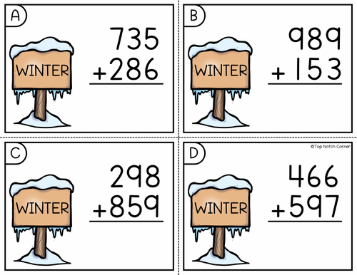 3 Digit Addition with Regrouping Winter Activities | Teaching Resources