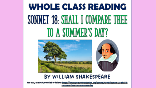 Whole Class Reading Session - Sonnet 18 - Shall I Compare thee to a ...