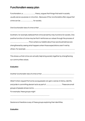 GCSE Sociology: Functionalism & Crime | Teaching Resources
