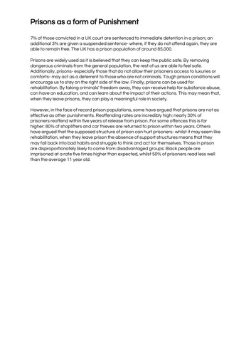 GCSE Sociology: Prisons & Punishment | Teaching Resources
