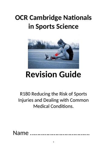 R180 Sports Injuries Revision Booklet | Teaching Resources