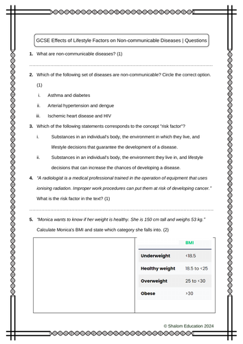 GCSE Biology - Effects of Lifestyle Factors on Non-communicable ...