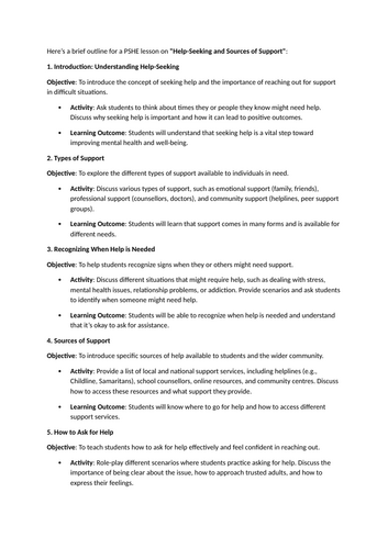 Help seeking sources of support | Teaching Resources