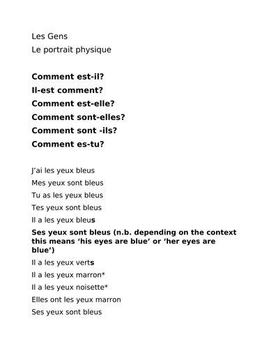 GCSE FRENCH SPEAKING EXAM REVISION - describing people in the photo ...