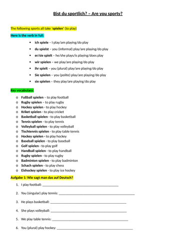 German Worksheets: KS3, KS4, GCSE Language Teaching Resources ǀ Tes