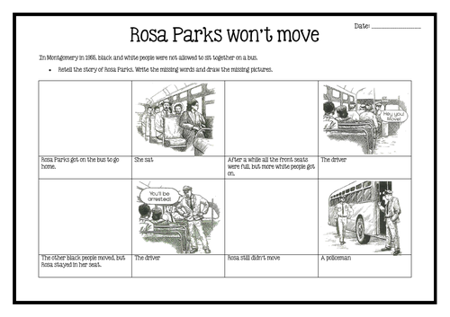 Rosa Parks Story board | Teaching Resources
