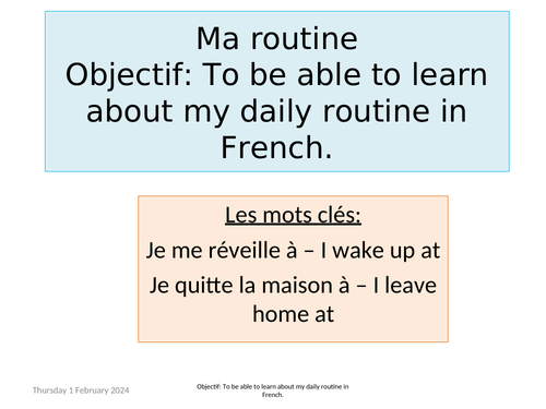 Ma routine - My Daily Routine - French PowerPoint | Teaching Resources