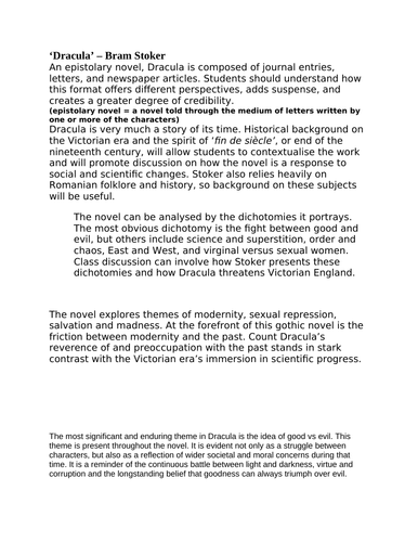 OCR A LEVEL ENGLISH LITERATURE: GOTHIC: exam questions on "Dracula ...