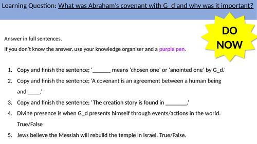 9.6 Promised Land & Covenant with Abraham (AQA B Judaism) | Teaching ...