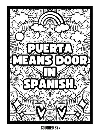 Spanish House Vocabulary Mindfulness Relaxing Coloring Pages, No Prep ...