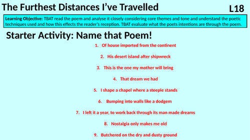 The Furthest Distances I’ve Travelled by Leontia Flynn A Level Lesson ...