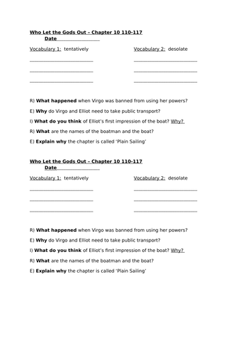 Chapter 10 part 1 Who Let The Gods Out Guided Reading | Teaching Resources