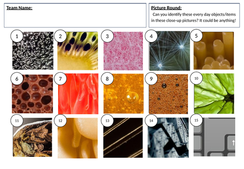 Object Close Ups Picture Quiz | Teaching Resources