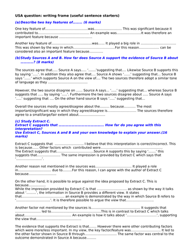 Edexcel International GCSE History USA 1919-1941 writing frame ...