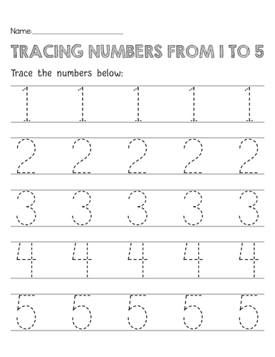 Tracing Numbers 1-5 worksheet | Teaching Resources