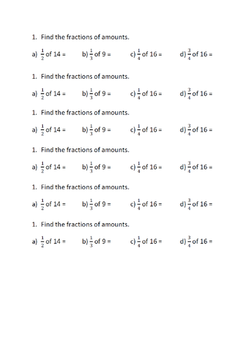 Year 4 Fractions of Amounts Full Pack | Teaching Resources