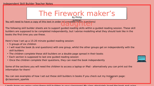 The Firework Maker's Daughter Guided Reading Skill Builder | Teaching ... The Firework Maker's Daughter Guided Reading Skill Builder | Teaching ...