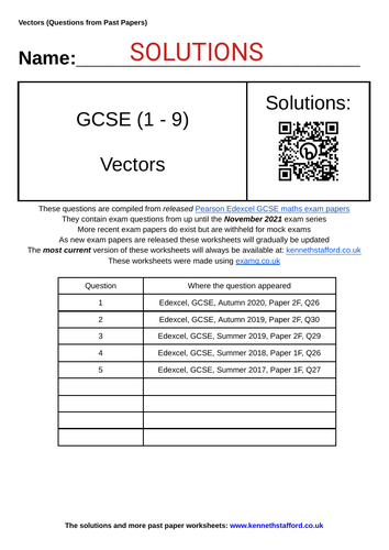 Vector Notation And Column Vectors Foundation Gcse Maths Past Paper Questions Teaching Resources