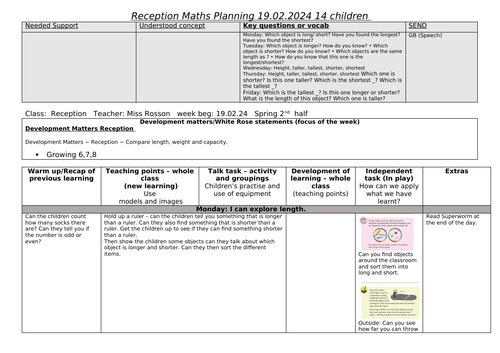 Reception Spring 2nd half week 1 -4 maths planning | Teaching Resources