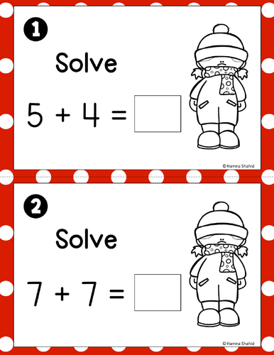 Math Task Cards - Addition within 20 - Winter Activities | Teaching ...