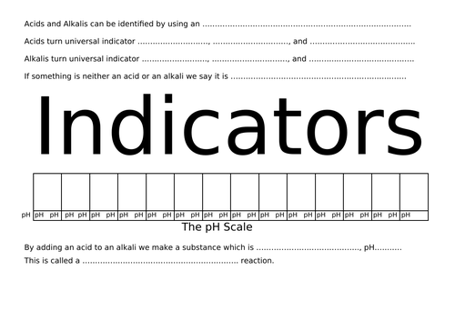 Universal Indicator Colours & pH Scale Worksheet | Teaching Resources