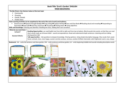 5x Lesson Plans - Growing and Errol's Garden | Teaching Resources