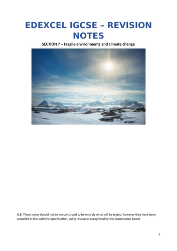 Edexcel IGCSE Geography - Fragile Environments [Detailed and Accurate] | Teaching Resources