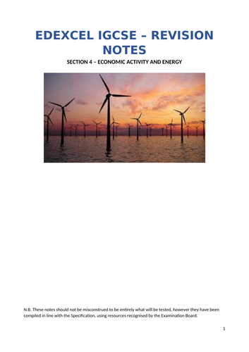 Edexcel IGCSE Geography - Economic Activity and Energy [Detailed and ...