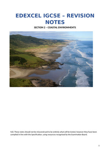 Edexcel IGCSE Geography - Coastal Environments [Detailed and Accurate] | Teaching Resources