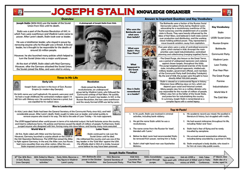 Joseph Stalin - Knowledge Organiser/ Revision Mat! | Teaching Resources