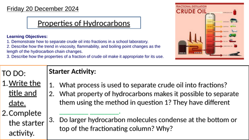 GCSE Chemistry Properties of Hydrocarbons: Complete Lesson | Teaching ...