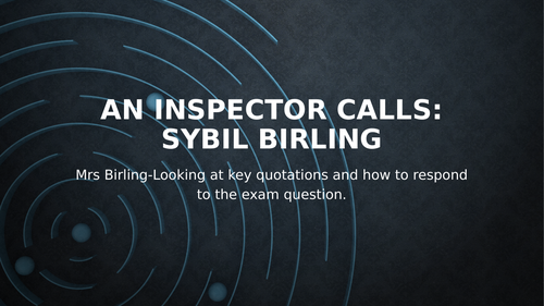 An Inspector Calls: Mrs Birling | Teaching Resources
