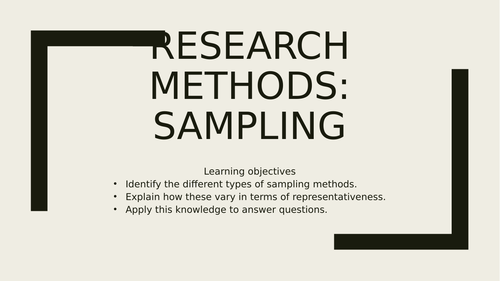 Research methods sociology Sampling | Teaching Resources