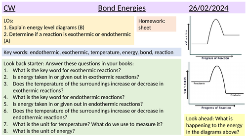 Energy level and bond energy KS3 CHEM | Teaching Resources