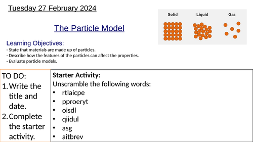 KS3 Chemistry The Particle Model: Complete Lesson | Teaching Resources