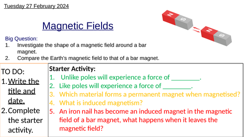GCSE Physics Magnetic Fields of Earth and Magnets: Complete Lesson ...