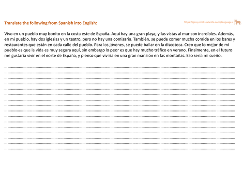 Spanish Translations - Home and region | Teaching Resources