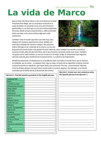 Spanish Reading Comprehension - Healthy Living | Teaching Resources