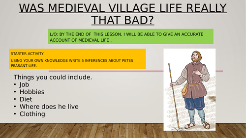 Presentation and Colour Code Card TASK- "Was medieval village life ...