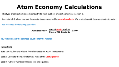 Atom Economy Full Lesson | Teaching Resources