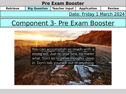 Component 3- Pre-Exam Booster/Talk | Teaching Resources