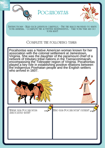 Pocahontas Comprehension Worksheet | Teaching Resources
